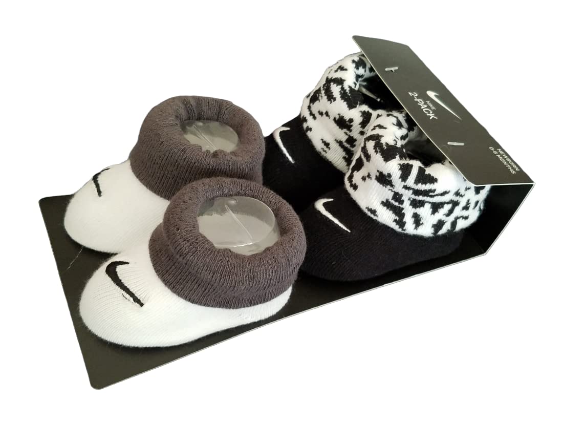 Nike Baby 2-Pack Bootie Socks (Black/White/Gray)
