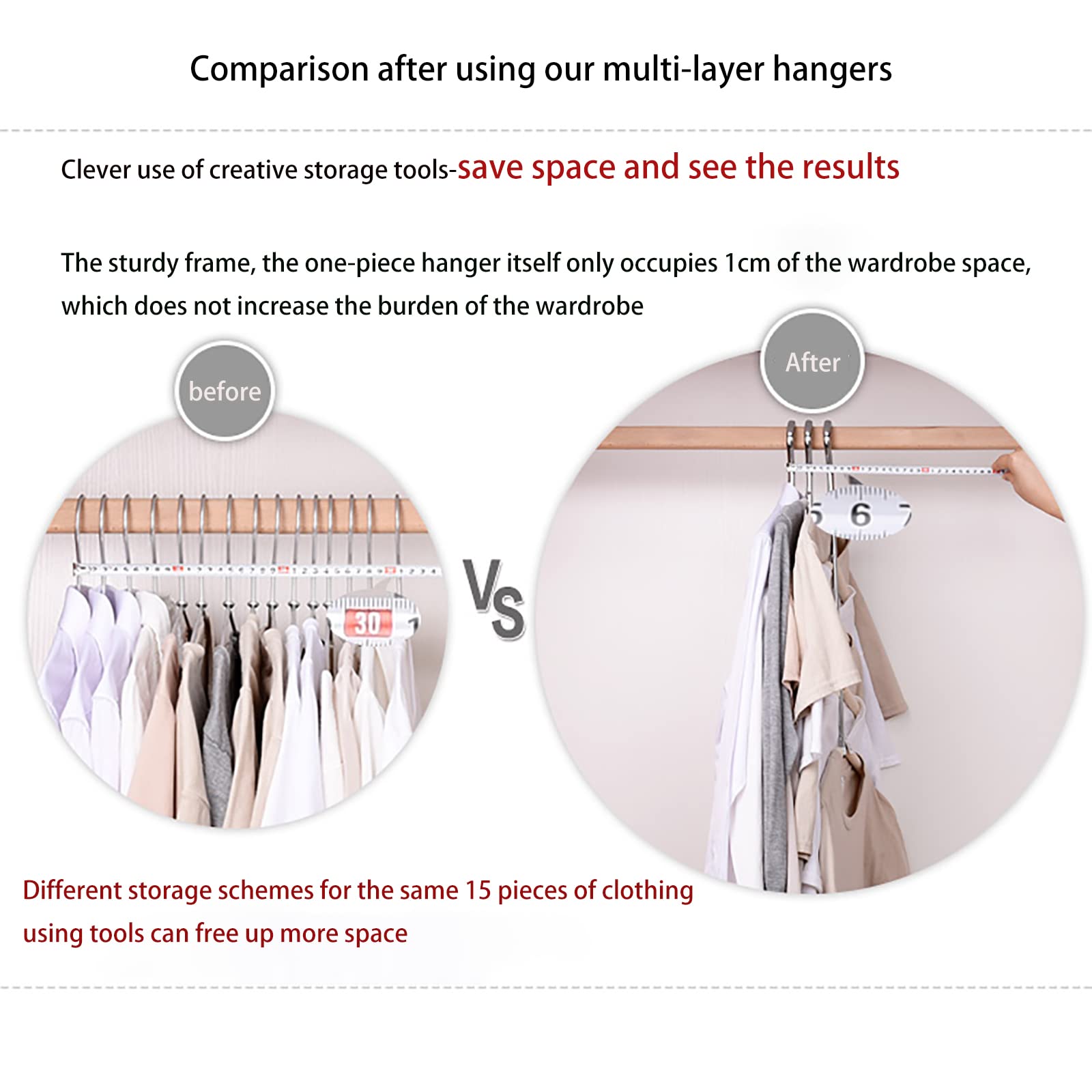 3 Pack 5 in 1 Space Saving Clothes Hangers Chrome and Foam Blouse Tree Hangers Multi Layers Clothes Rack Non Slip Stainless Steel Shirt Hangers Coats Hangers Closet Storage Organizer(White)