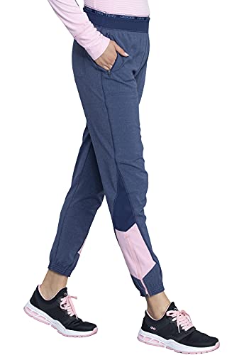Cherokee Infinity Women Scrubs Pant Mid Rise Jogger Plus Size CK225AP, 3XL Petite, Heather Navy