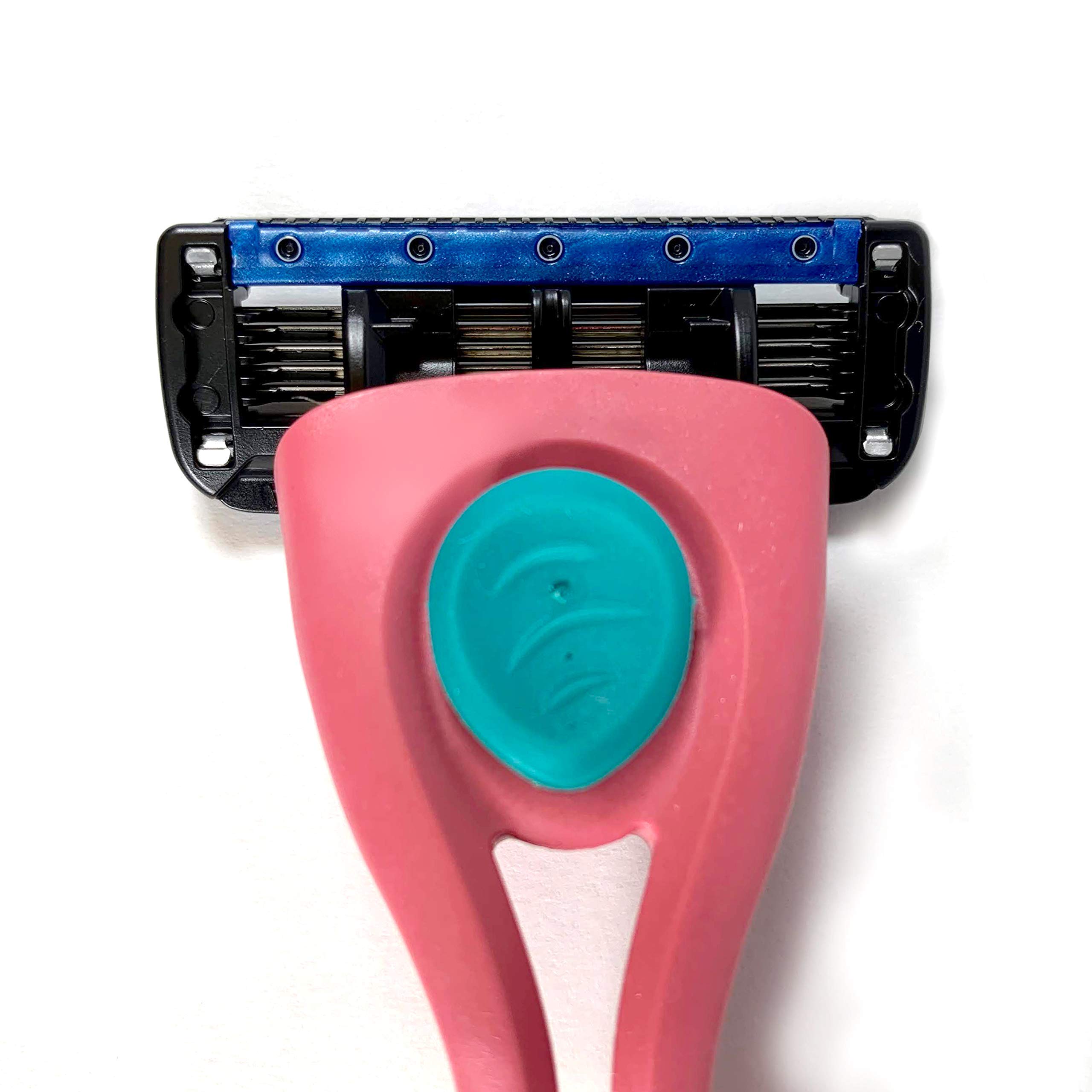Preserve POPi Shave 5 Razor System Made with recycled Ocean Plastic, Coral Pink and Preserve POPi Shave 5 Replacement Cartridges for Preserve POPi Shave 5 Razor (4 Count) Bundle