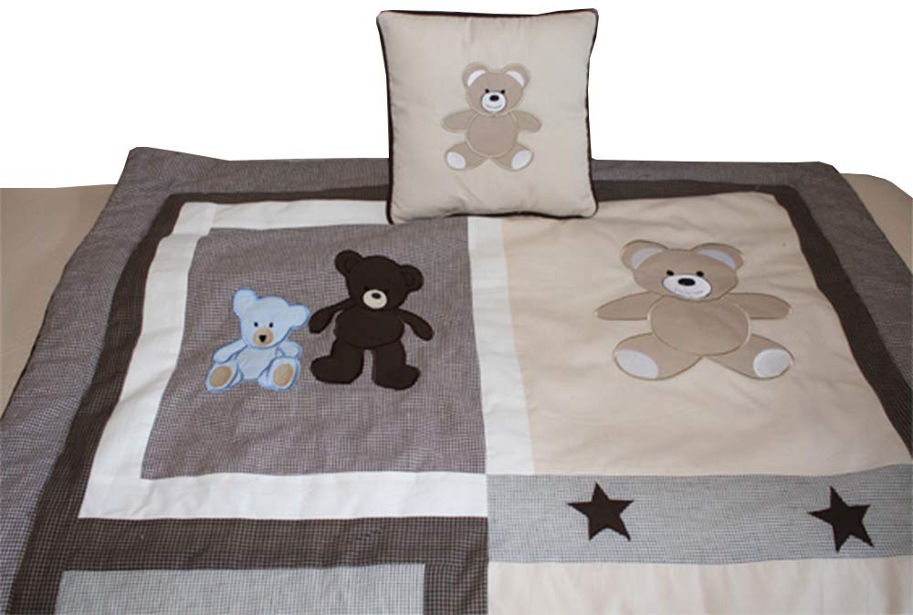 BabyFad Teddy Bear 100% Cotton Nursery 9 Piece Baby Crib Bedding Set