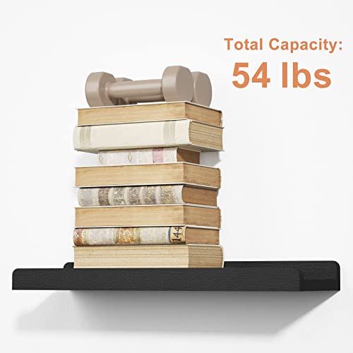 Alsonerbay Black Floating Shelves, Floating Shelves Wood for Wall Storage, Wall Shelf for Bedroom, Living Room, Bathroom, Kitchen, Office and More, Set of 3