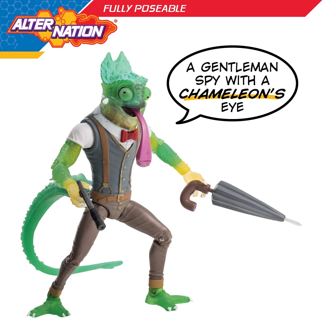 Alter Nation Sham Human Chameleon Alligator Hybrid Web Cartoon Dark Horse Comics Graphic Novel Action Figure with Thermal Color Changing Body & Mini Comic Book Great Gift for Kids 6 & Up