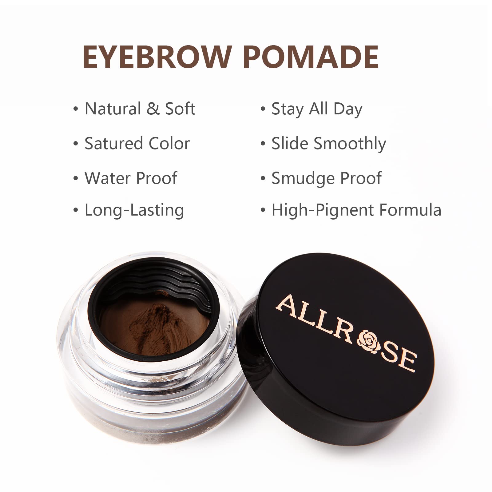 ALLROSE Eyebrow Stamp Stencil Kit - Waterproof Eye Brow Stamping Kit for Perfect Eyebrows with 20 Brow Stencils, Brow Stamp Stencil Kit, Dark Brown