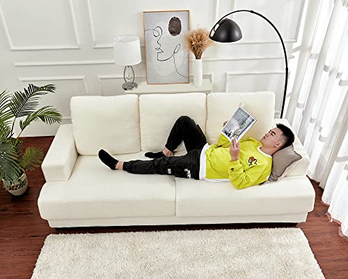 AMERLIFE Sofa, Deep Seat Sofa-Contemporary Bouclé Sofa Couch, 3 Seater for Living Room-Oversized Off-White Comfy Visit The Store 97in x 33in x 40in