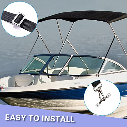 2 PCS Adjustable Heavy Duty Bimini Top Straps,Marine Grade Singe Snap Hook Strap+ Pad Eye Straps,28"~60" Stainless Steel Boat Awning Hardware Accessories