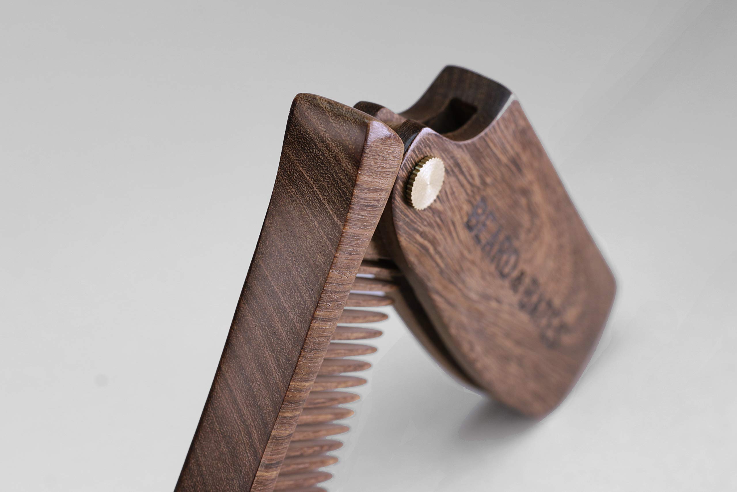 BEARD & BATES The Sandalwood Switchblade - The Original Folding Wooden Beard Hair Comb | Boutique, Artisan Crafted, Los Angeles
