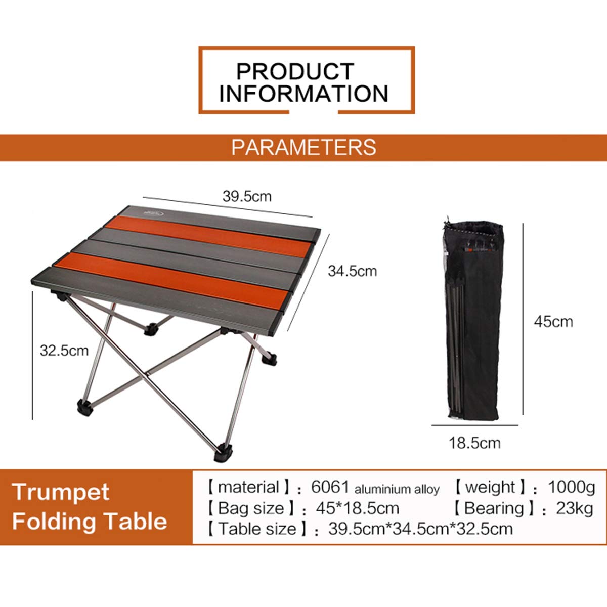 15.5" × 13.6" Portable Folding Camping Table, 2.2lbs Lightweight Compact Outdoor Table Desk up to 50.7lbs for Indoor