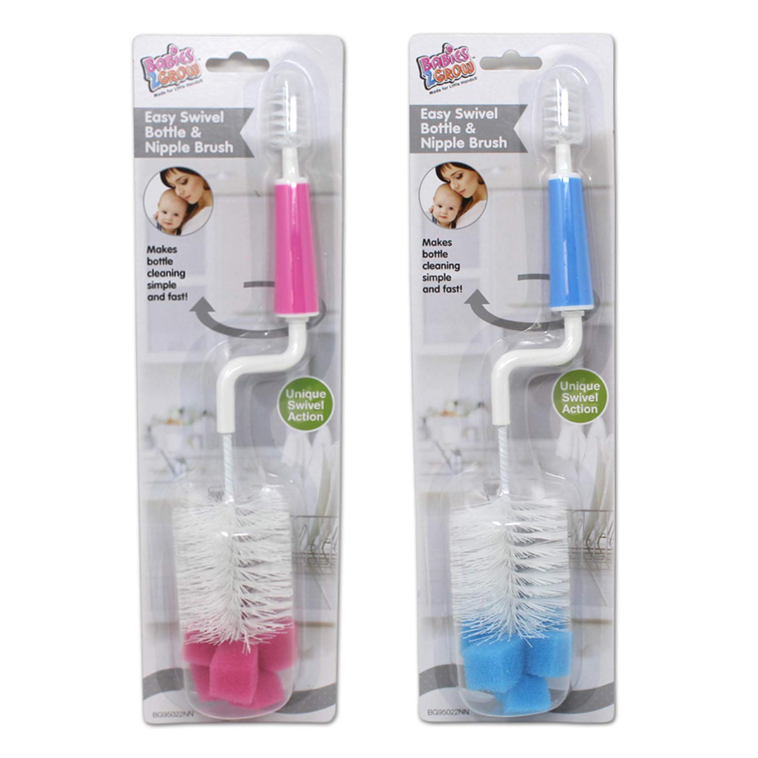 Easy Swivel Bottle and Nipple Brush for Baby Bottles | Makes Cleaning Easy (3 Pack)