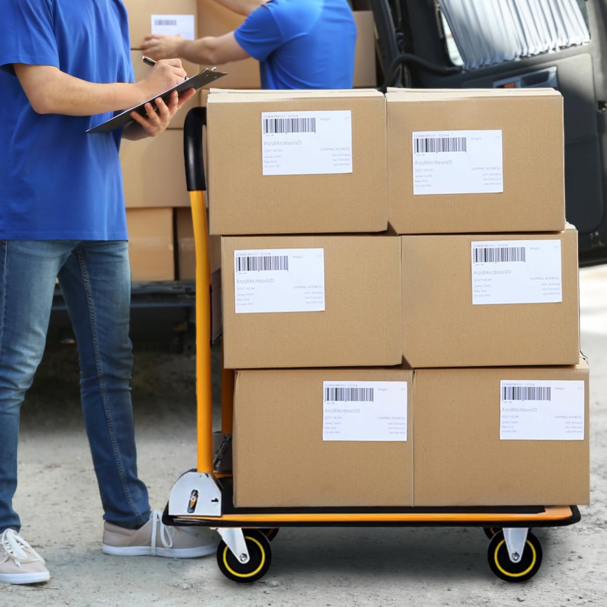 2 Pack Foldable Push Cart Dolly 35" x 24" Heavy Duty 880 lbs Capacity Platform Truck | Flatbed Cart with Swivel Wheels | No Assembly Required | Easy Storage | Ideal for Warehouses Storage and Stores