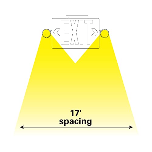All-Pro APC7G, Combo Unit, White Housing, Led-Exit, (2) LED Emergency Light Heads, Universal Face Green Letters