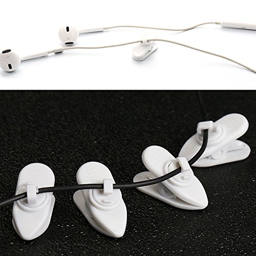 Clips for Earphone Wire,360 Degree Rotate Headphone Mount Cable Clothing Clip, Use for Fixing Headphone Wire,Black & White (20Pcs/Pack)
