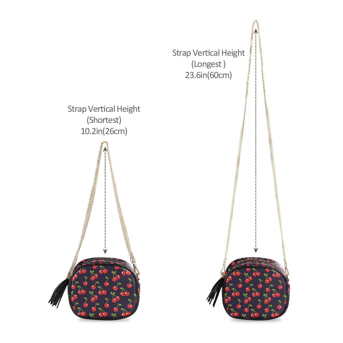 ALAZA PU Leather Small Crossbody Bag Purse Wallet Cherry Red Cell Phone Bags with Adjustable Chain Strap & Multi Pocket