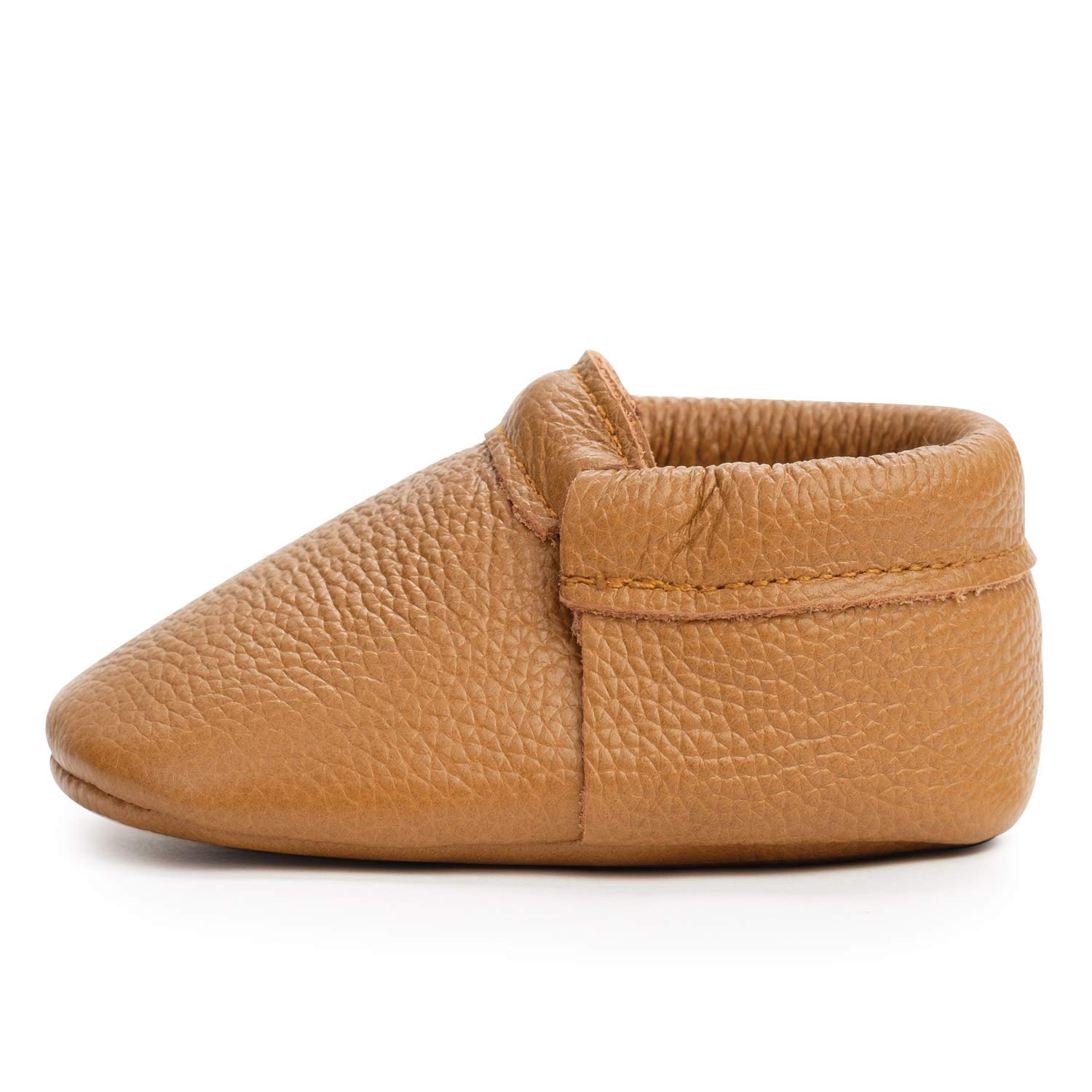 BirdRock Baby Fringeless Moccasins - Genuine Leather Boys and Girls Shoes for Newborns, Infants, Babies, & Toddlers (Classic Brown, US 5.5)