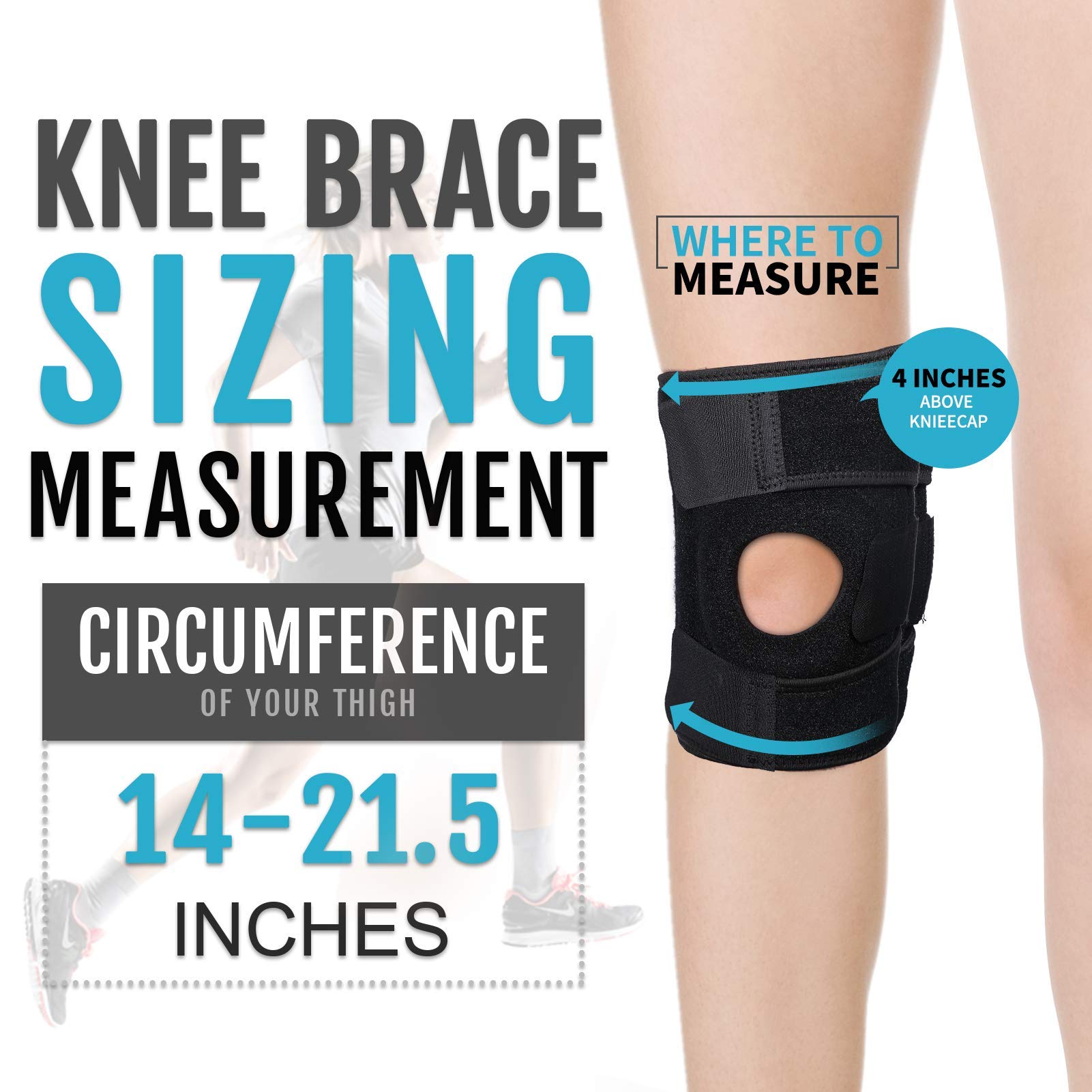 2 Pack Knee Brace Relieves Pressure, Knee Support help Athletic Injury Recovery, Arthritis Tendonitis Pain and Meniscus Tear, Non-Silp with 3 Point Adjustable Compression, Open Patella Avoid Injury