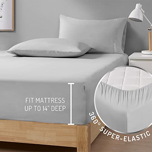 Degrees of Comfort Coolmax Cooling Sheets | Queen Size Bed Sheet Set for Hot Sleepers | Soft Fabric with Deep Pocket 4PC - Light Grey