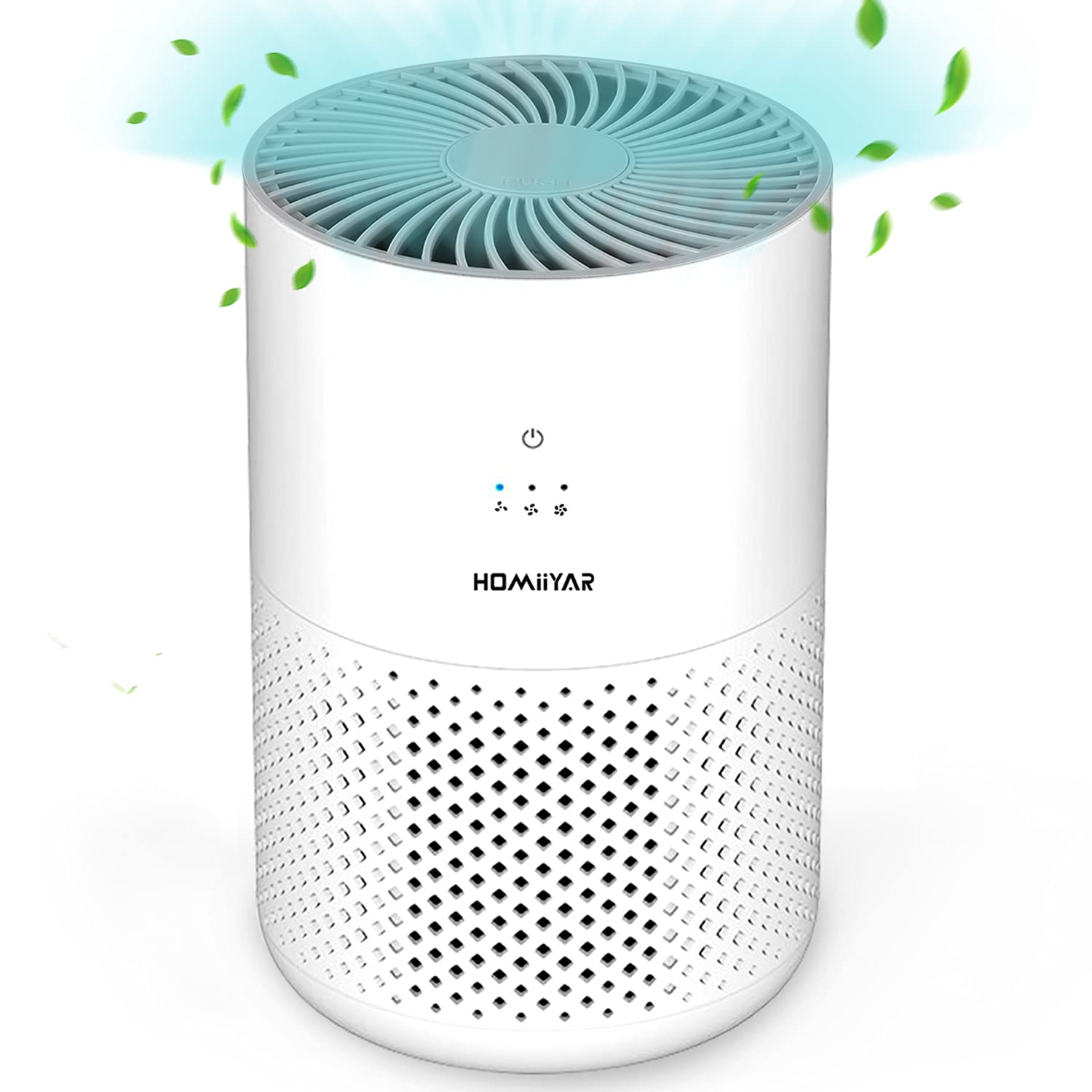 Air Purifiers for Bedroom, Homiiyar HEPA Air Purifier with 3-stage Filtration for Pet Dander, Smoke, Dust, Air Cleaner with Fragrance Sponge, Air Purifiers for Pets, Home, Office(White), Gifts