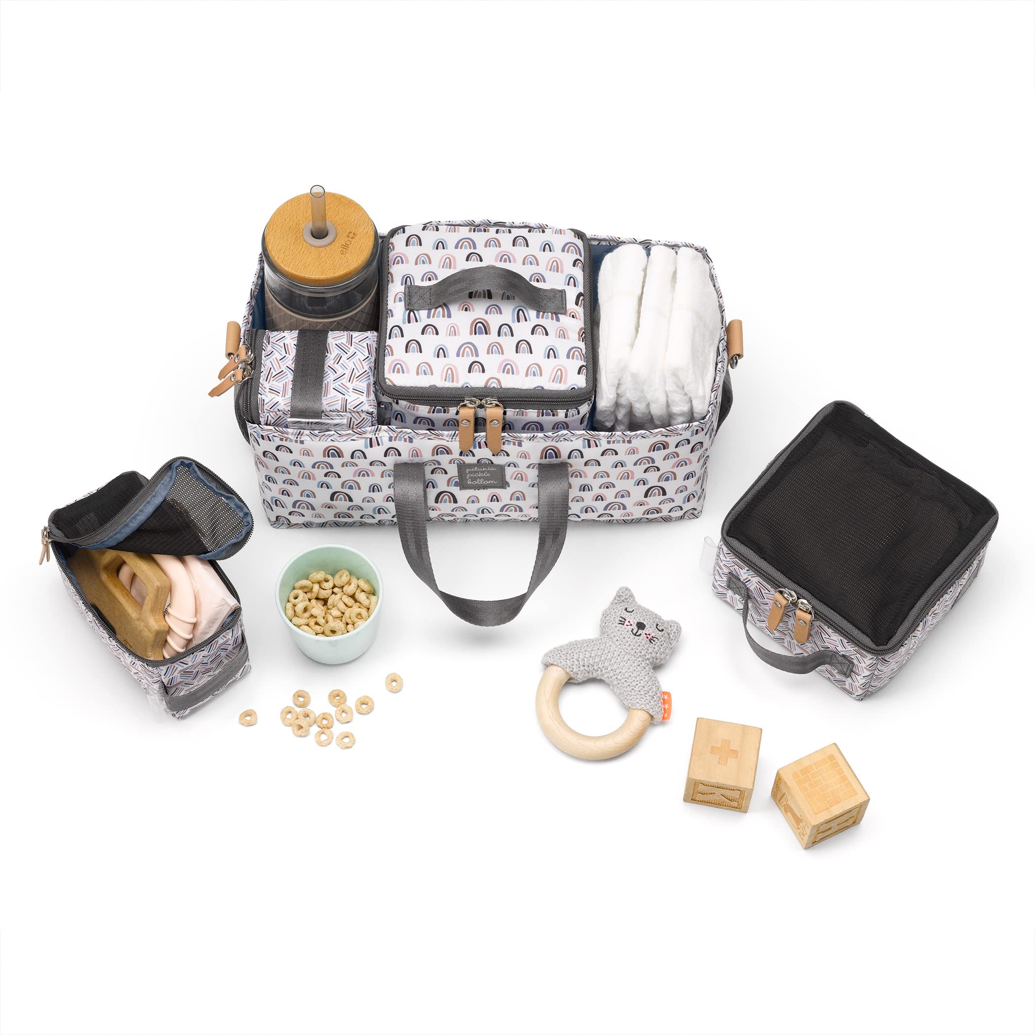 Petunia Pickle Bottom Deluxe Kit, 3-in-1 Grid Caddy Organizer, Lightweight Packing Cubes, Organize Diaper Bag, Stroller, Nursery, Unity