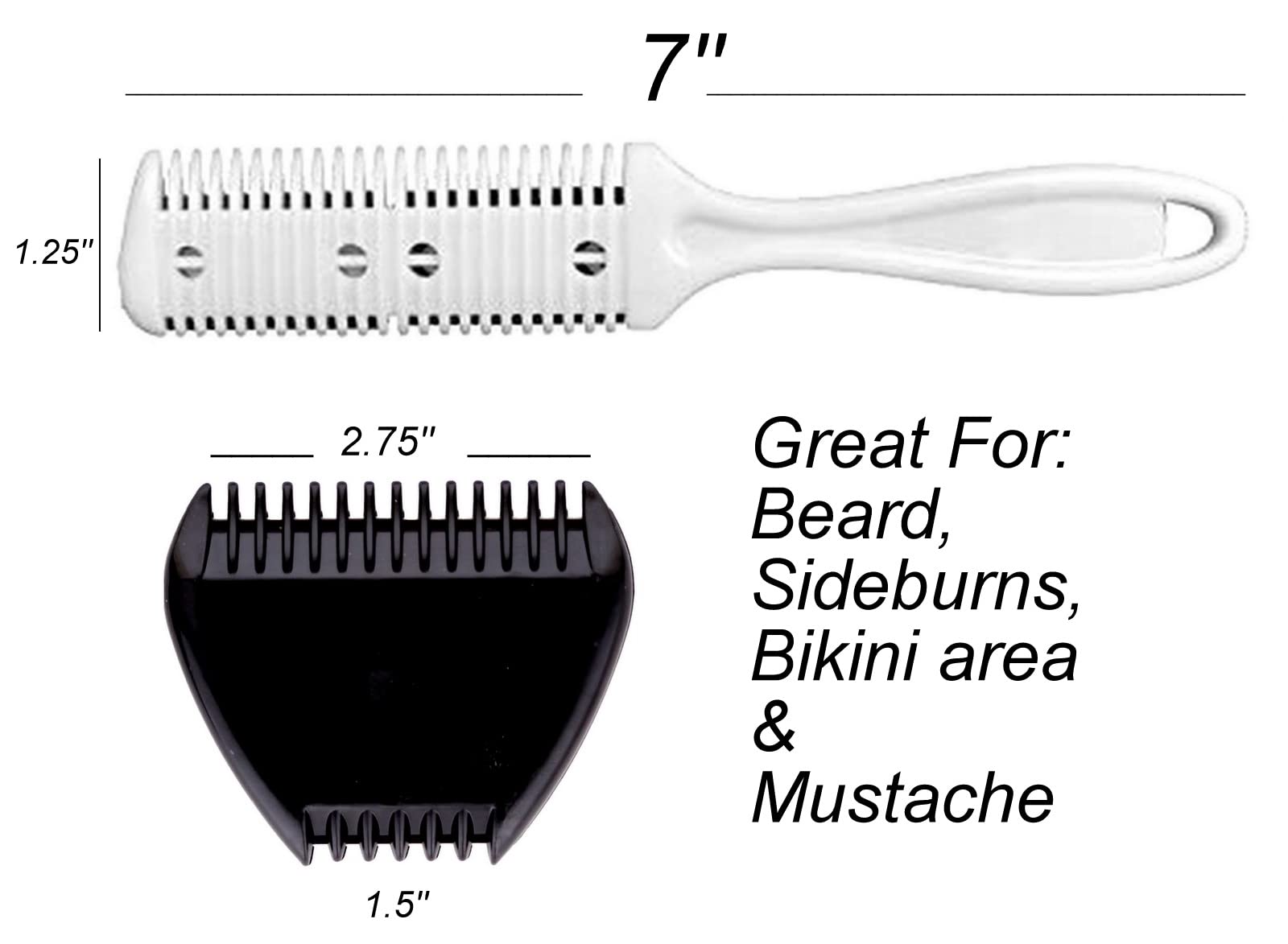 ALAZCO Combo Set, White Plastic Personal Double Edge Razor Comb Hair Beard Bikini Trimmer and Mini 3-Razor Black Plastic Manual Trimming Comes with 12 Extra Blades