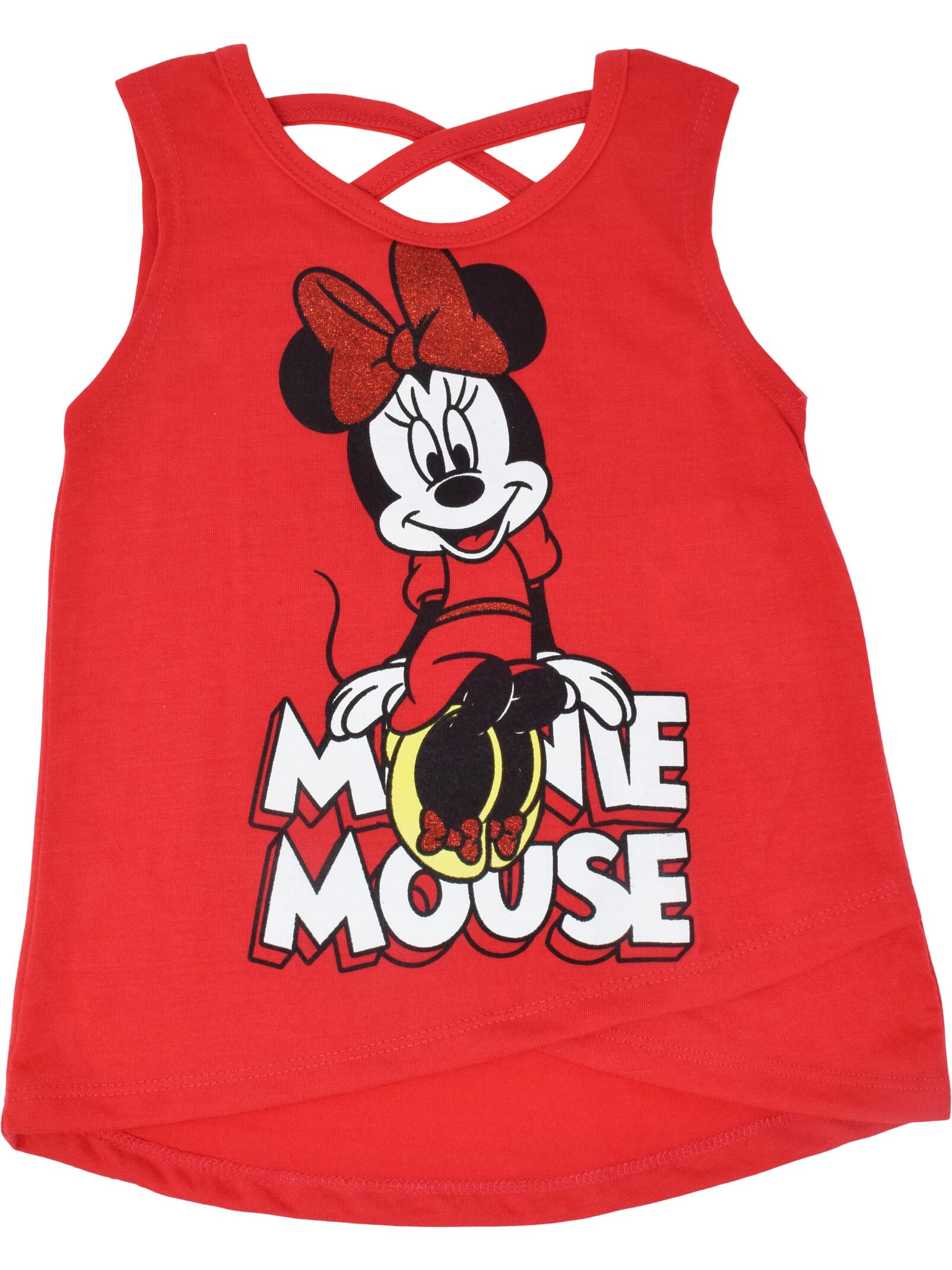 Disney Minnie Mouse Toddler Girls Tank Top and Active Retro Dolphin French Terry Shorts Red 4T