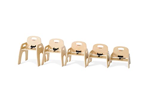 Foundations Simple Sitter Low 13” Feeding Chair, Wide “No Tip” Base, Adjustable Safety Harness, Food Service Grade Finish, Easy to Clean, Sturdy Baltic Plywood (Natural)