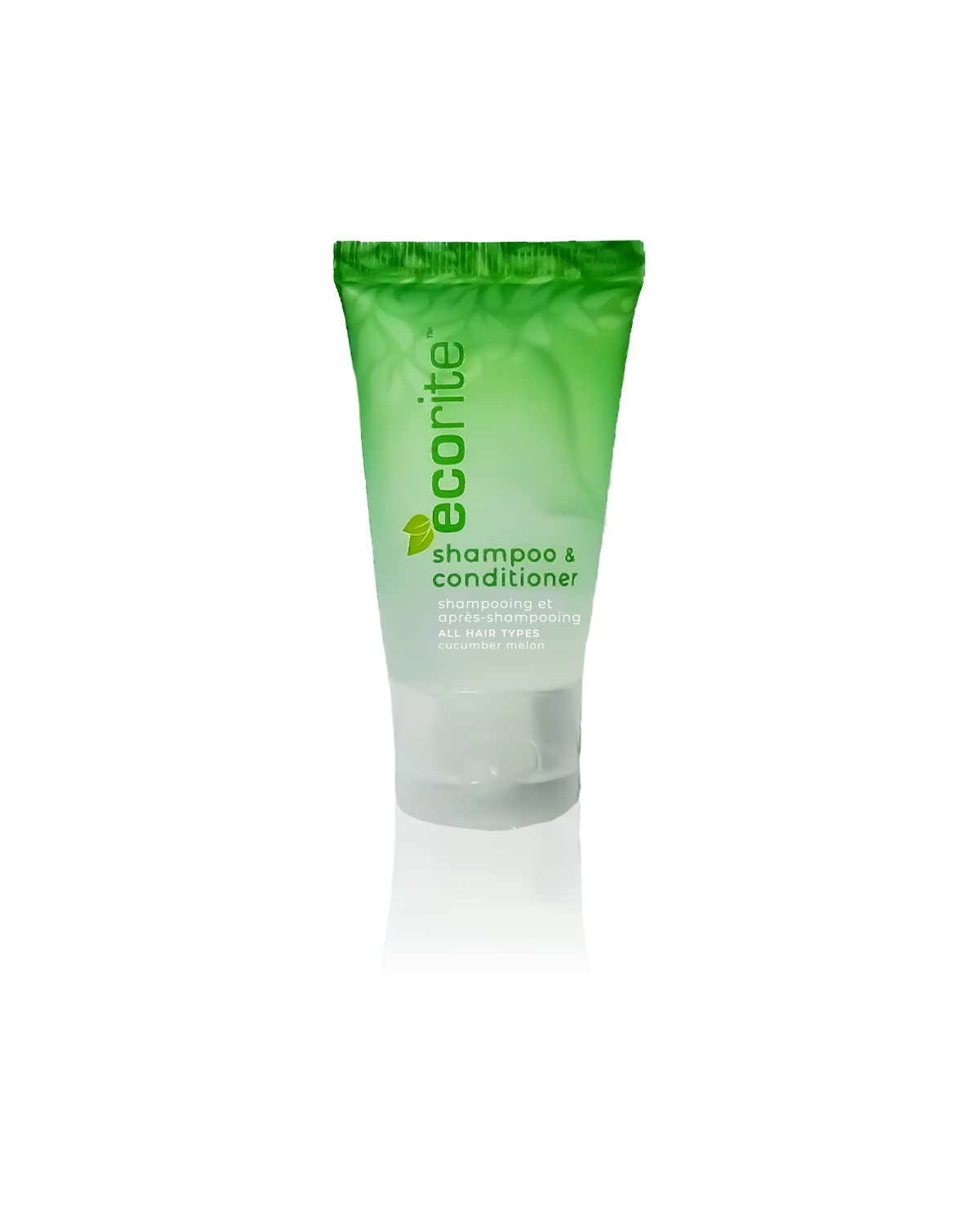 Ecorite 2 in 1 Shampoo/Conditioner with Cucumber-Melon Fragrance, Travel Size Hotel Amenities Biodegradable/Recyclable Tube, 1 fl oz/30 ml, Pack of 48