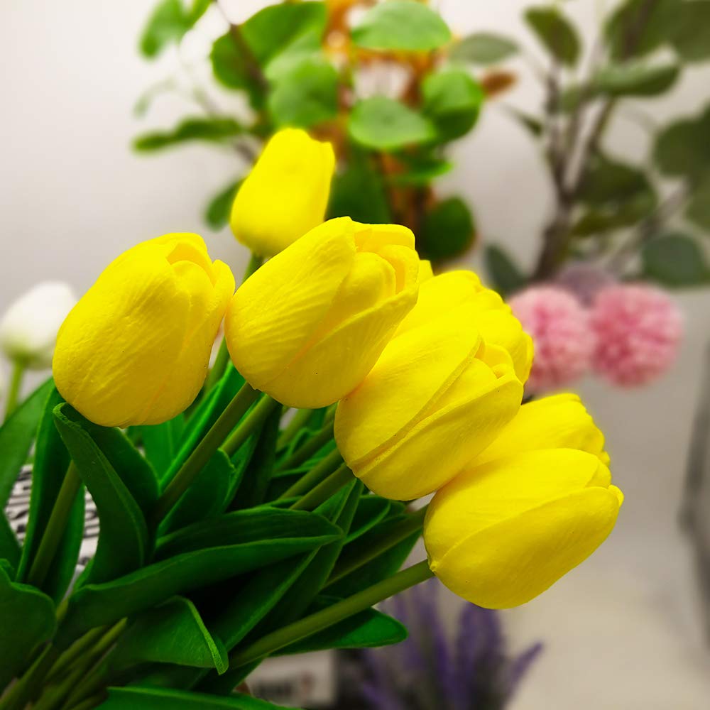 20PCS Artificial Tulips Flowers,Real Touch Tulips Fake PU Plant Great for Wedding Party Home Room Decoration