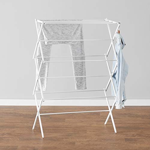 Amazon Basics Foldable Laundry Rack for Air Drying Clothing - 41.8" x 29.5" x 14.5", White