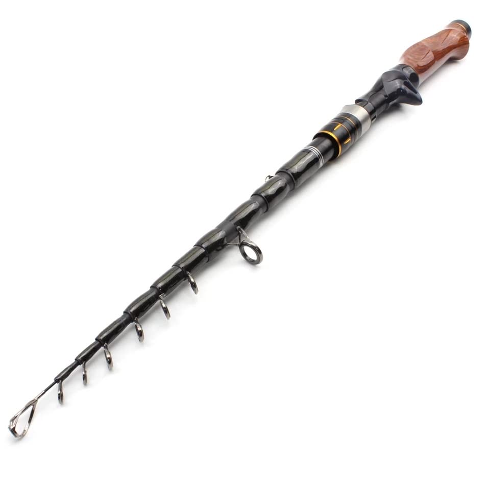 2.7m Lure Rod Casting Telescopic Fishing Rod Wooden Handle Portable High Carbon Carbon Trout Rod Pole Lure 5-20g ( Color : D , Size : 2.7 m )