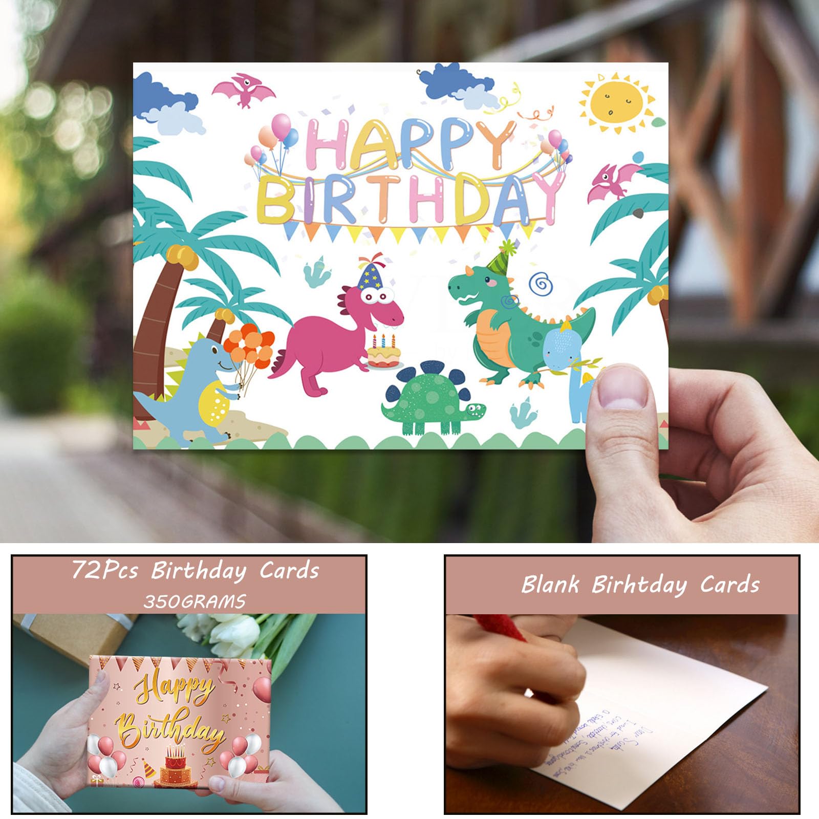 72 Happy Birthday Cards with Envelopes, Birthday Cards Bulk with Box, Blank Inside, 24 Unique Designs, 5x7 inches, Assorted Birthday Greeting Cards for Kids and Women