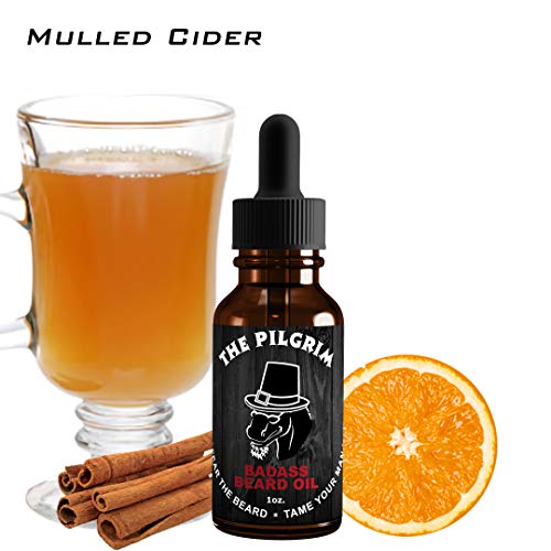 Badass Beard Care Beard Oil - The Pilgrim Scent, 1 oz - Natural Ingredients, Keeps Beard and Mustache Full, Soft and Healthy, Reduce Itchy, Flaky Skin, Promote Healthy Growth