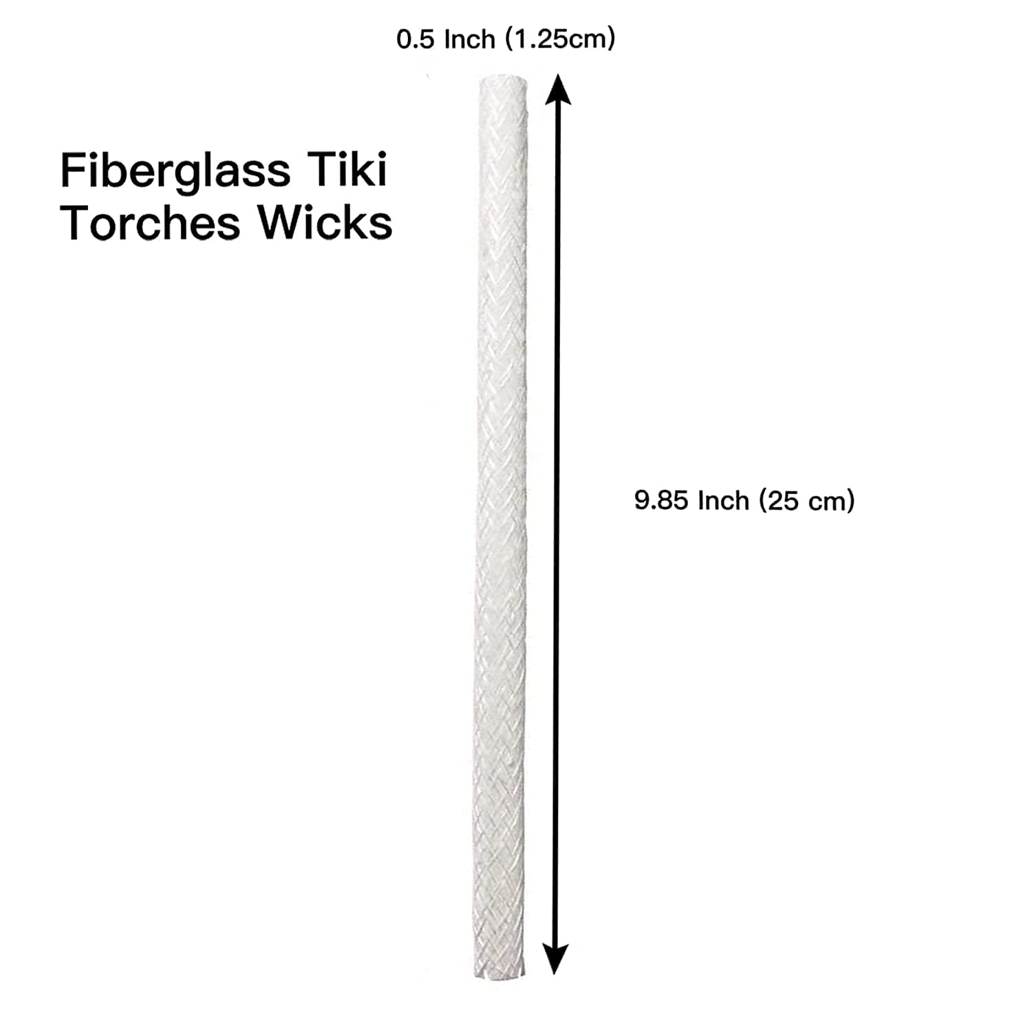 20Pcs Torch Wicks Replacement - Fiberglass Wick for Tiki Torches and Outdoor Lights - 0.5 by 9.85 Inch