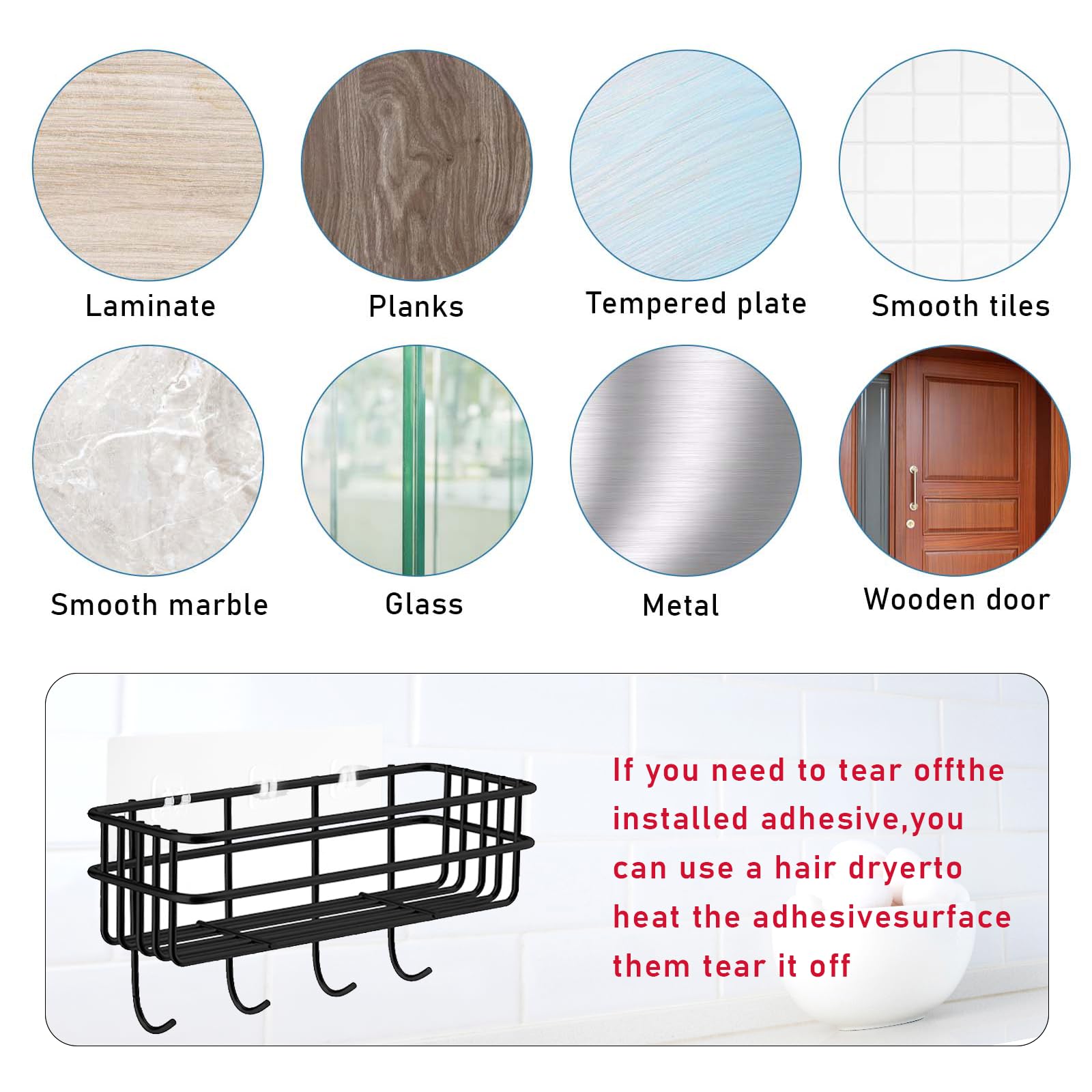 2 Pack Transparent Shower Caddy Adhesive for Replacement Adhesive Bathroom Shower Shelves Replacement No Drilling Shower Shelves Adhesive Strip Pad for Corner Shelf Basket, Bathroom Storage Shelves