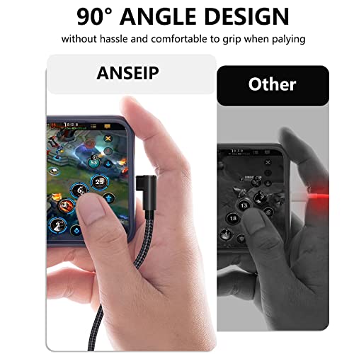 ANSEIP USB C to USB C Cable 100W [6ft 2 Pack] 90 Degree Type C Cable Nylon Braided Fast Charge for MacBook Pro 2020, iPad Pro, iPad Air, Galaxy S20, Pixel, Switch, LG Tablet etc (Black,6 Feet)