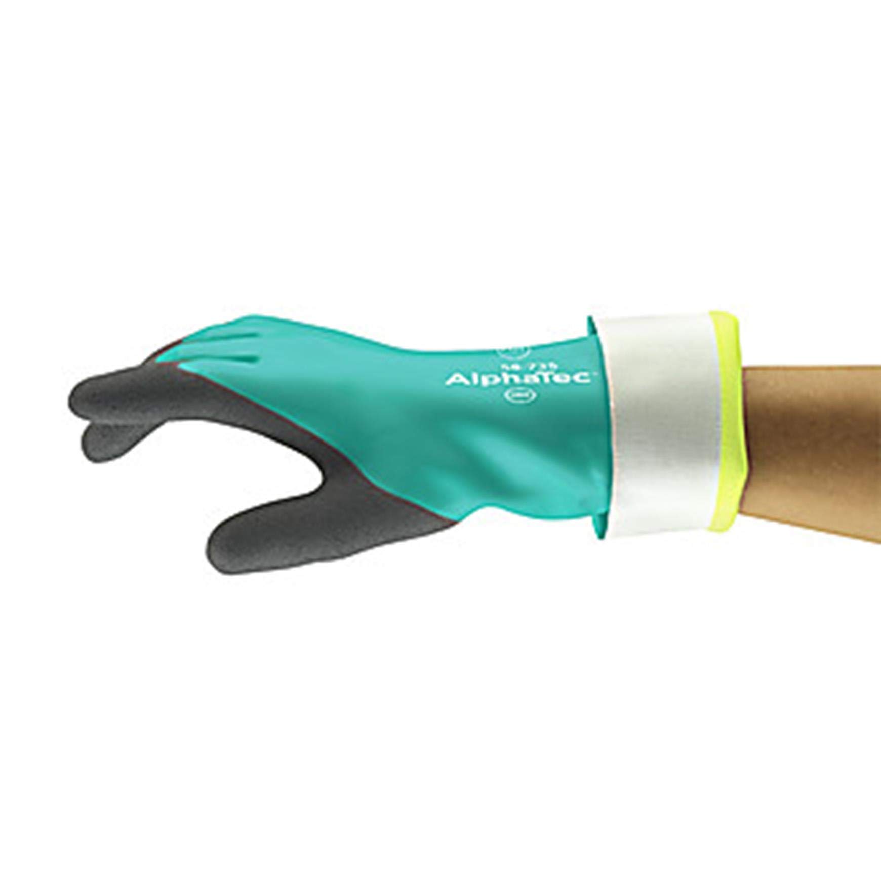 Ansell 58735110 AlphaTec Chemical & Cut-Resistant Glove, 14" Length, 39 mil, Full Under Coat/External Palm Coat, Green Grass/Gray, Size 11 (Pack of 6)