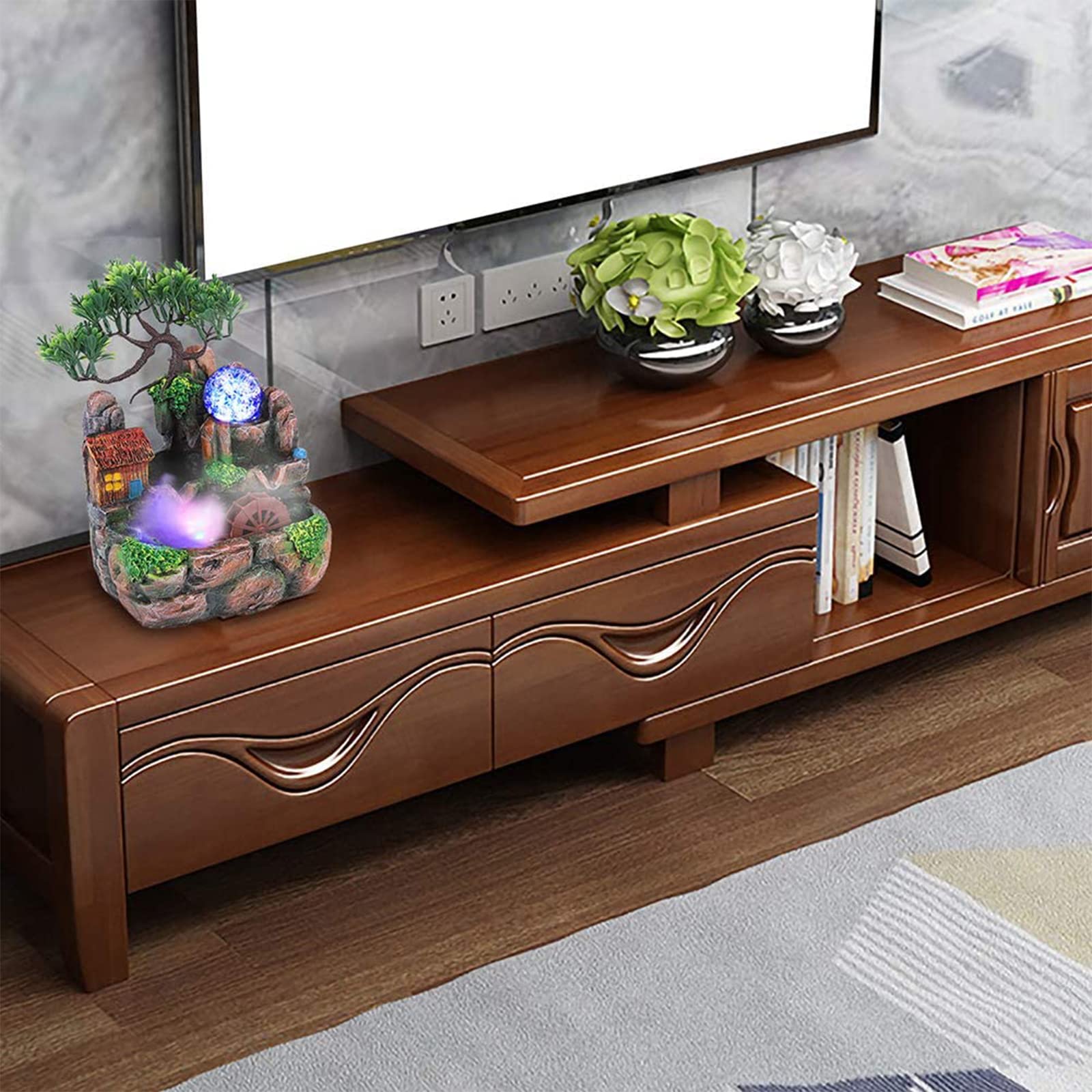AMAVIP Rockery Stream Tabletop Fountain, Zen Meditation Indoor Waterfall Feature with Automatic Pump, for Home Office Bedroom Desk Decoration (Style 3)