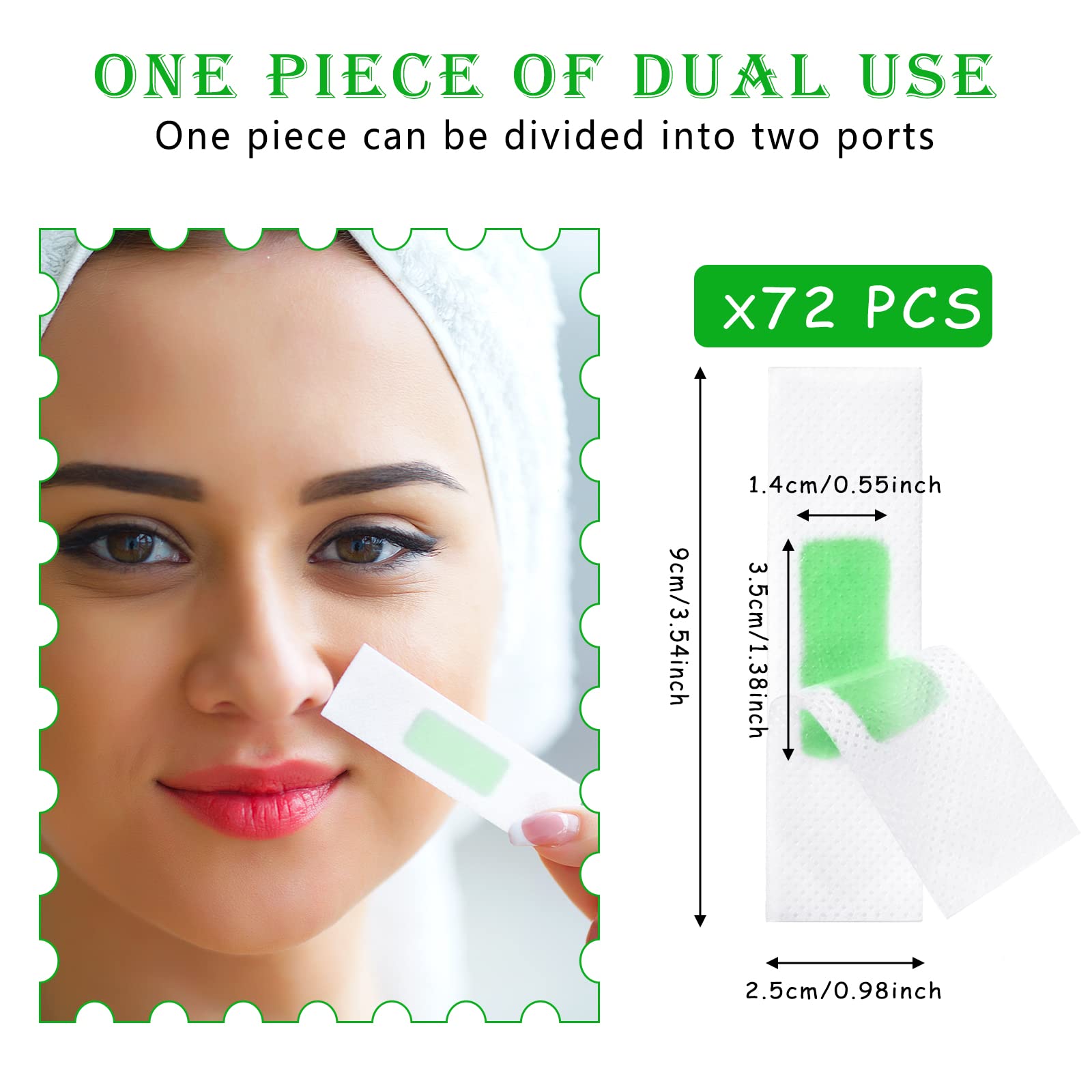 72 Pieces Eyebrows Wax Strips Ready to Use Wax Strips Hair Removal Cold Waxing Strip for Woman Girls Arms, Legs, Underarm Hair, Eyebrow, 36 Double Sided