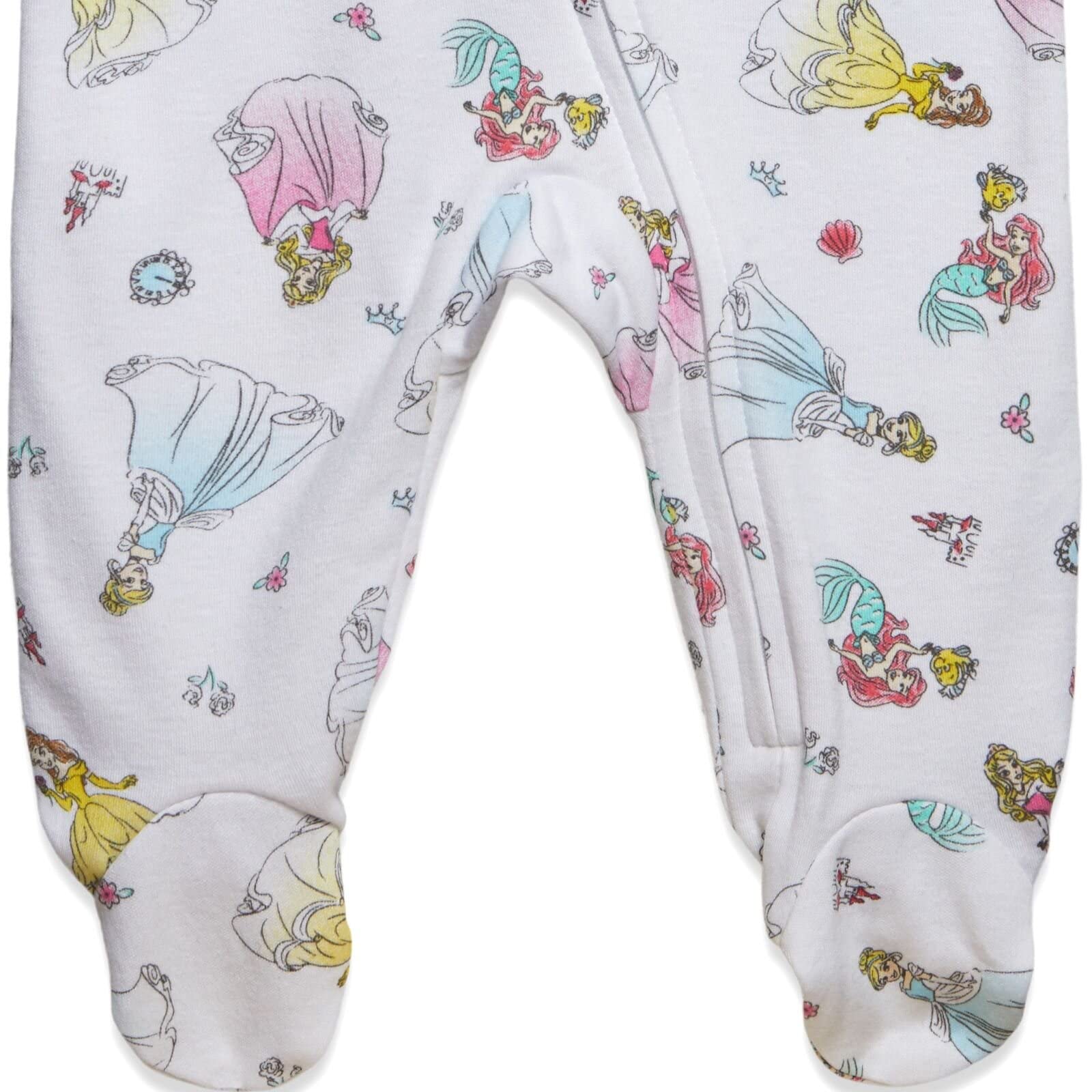 Disney Princess Belle Aurora Cinderella Newborn Baby Girls 2 Pack Zip Up Sleep N' Plays/Pink 3-6 Months