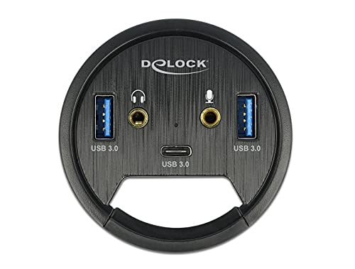 Delock 3 Port Desktop Hub 1 x USB Type-C and 2 x USB Type-A + HD Audio Ports, 62794