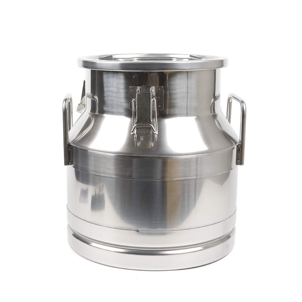 20L/5.25Gallon Stainless Steel Milk Can - Heavy Duty Milk Jug Milk Bucket Wine Pail Bucket Bottle SS liquid Container Storage W/Independent Embedded Silicone Sealed Lid Easy to Open and Use