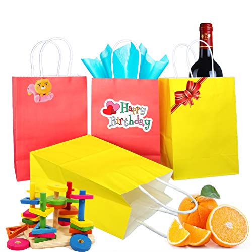 ADIDO EVA 25 PCS Small Gift Bags Blue Kraft Paper Bags with Handles for Party Favors (8.2 x 6 x 3.1 In)