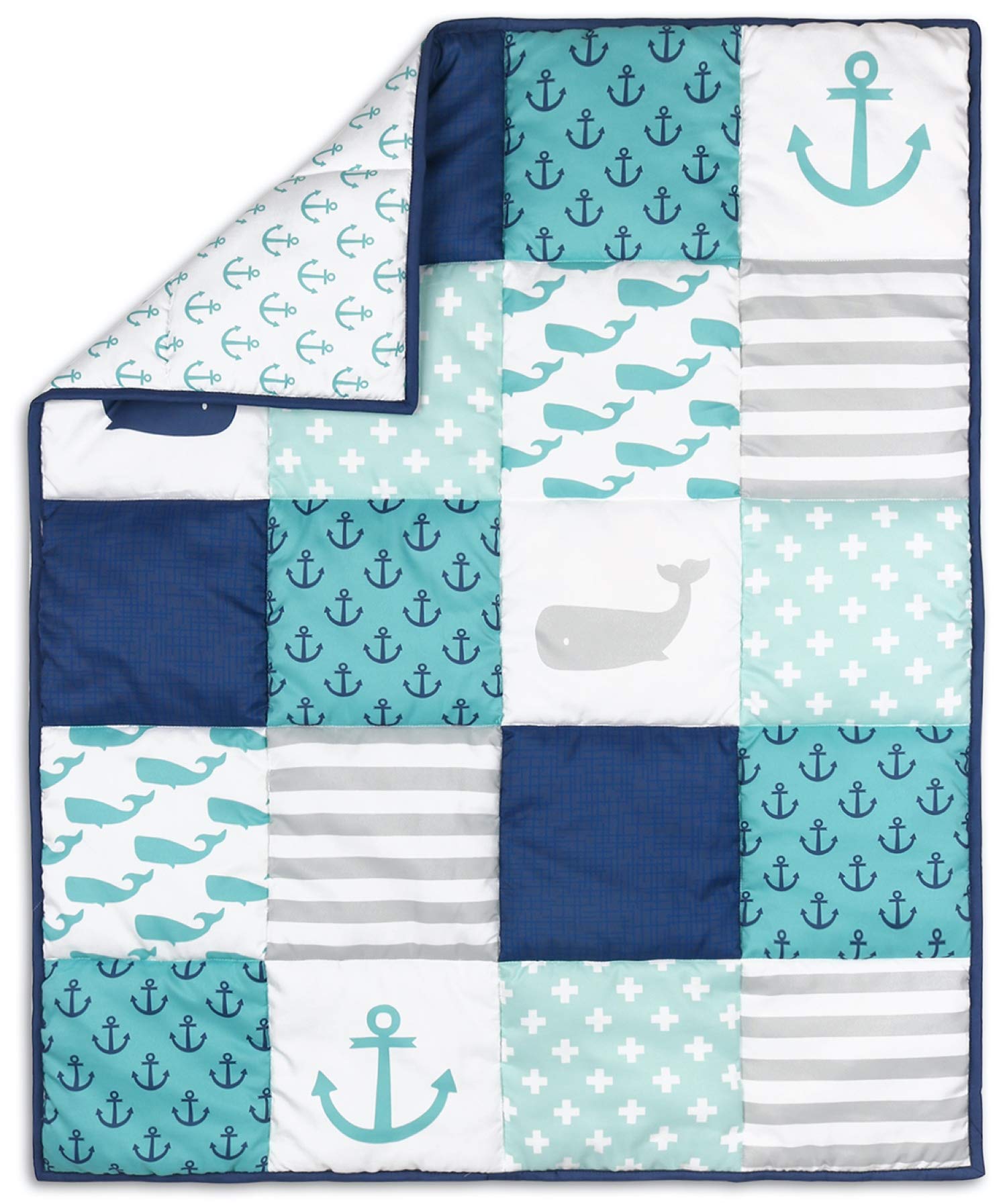 The Peanutshell Nautical Themed Crib Bedding Bundle | 5 Piece Set | 3 Crib Sheets, Crib Quilt, and Crib Skirt
