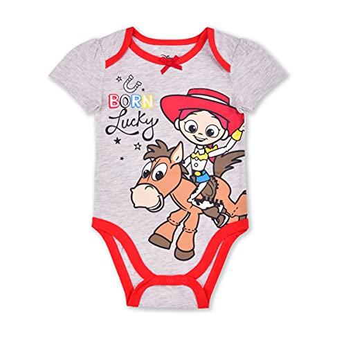 Disney Toy Story Girls’ 5 Pack Short Sleeve Bodysuit for Newborn and Infant – Pink/Blue/White/Grey