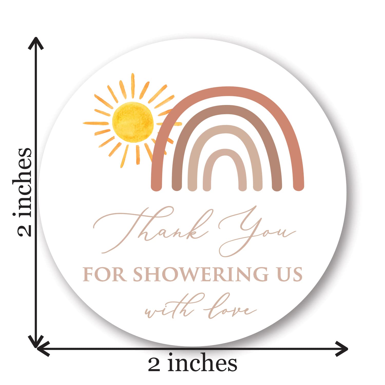 2" Round Boho Sunshine Baby Shower Thank You Favor Sticker - Set of 40 (Neutral)