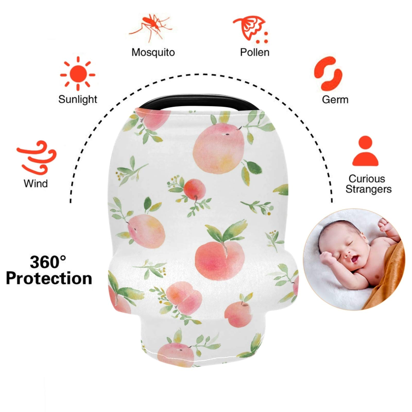 Nursing Cover Breastfeeding Scarf Watercolor Peaches- Baby Car Seat Covers, Stroller Cover, Carseat Canopy(8ya7a)