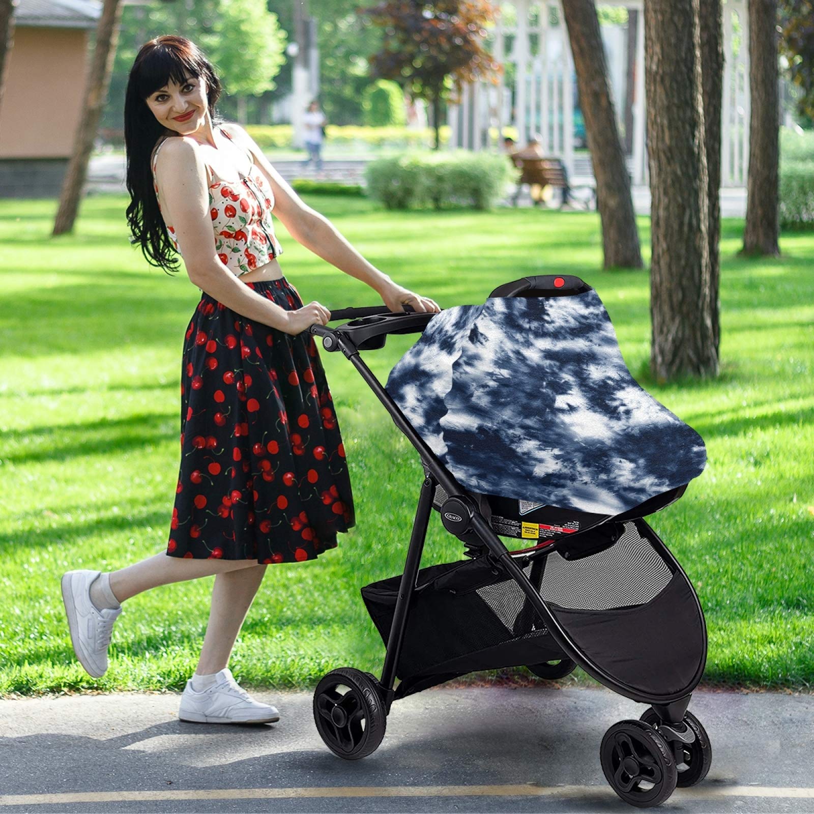 Nursing Cover Breastfeeding Scarf Indian Boho Navy Tie Dye - Baby Car Seat Covers, Stroller Cover, Carseat Canopy (1na8b)