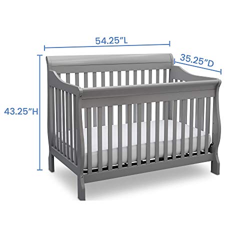 Delta Children Canton 4-in-1 Convertible Crib, Grey + Serta Perfect Slumber Dual Sided Recycled Fiber Core Crib and Toddler Mattress (Bundle)