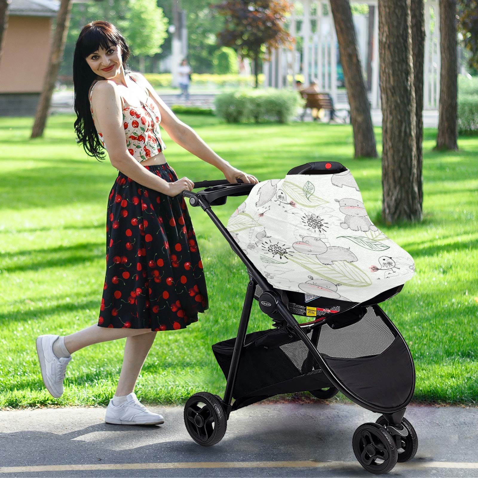 Nursing Cover Breastfeeding Scarf Leaves and Hippos- Baby Car Seat Covers, Stroller Cover, Carseat Canopy(8rh3a1)
