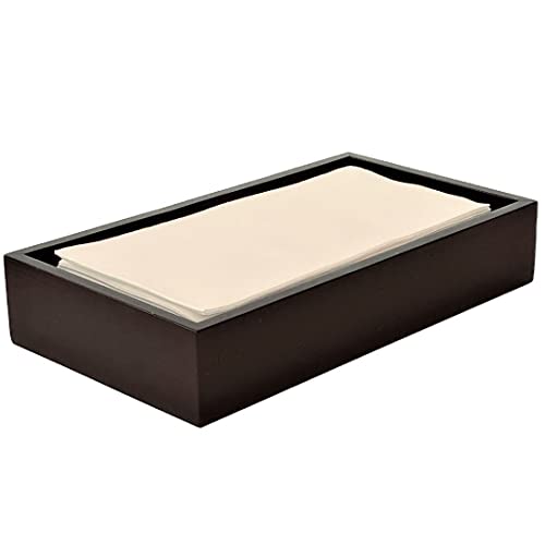 Bamboo Guest Towel Holder In Black (9.75"x 5.50"x 2") – Bathroom Napkin Tray – Multipurpose Organizer & Accessory Box - For Guest Bathroom, Desk, Dining Table, Kitchen Counter & Drawers