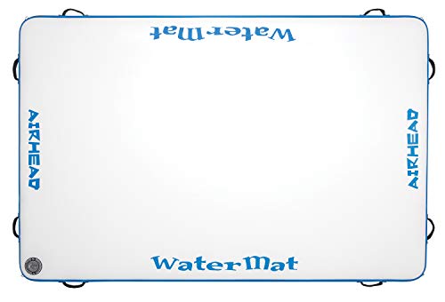 Airhead WATERMAT AIR Inflatable Deck, 8 ft. w Pump, White/Blue